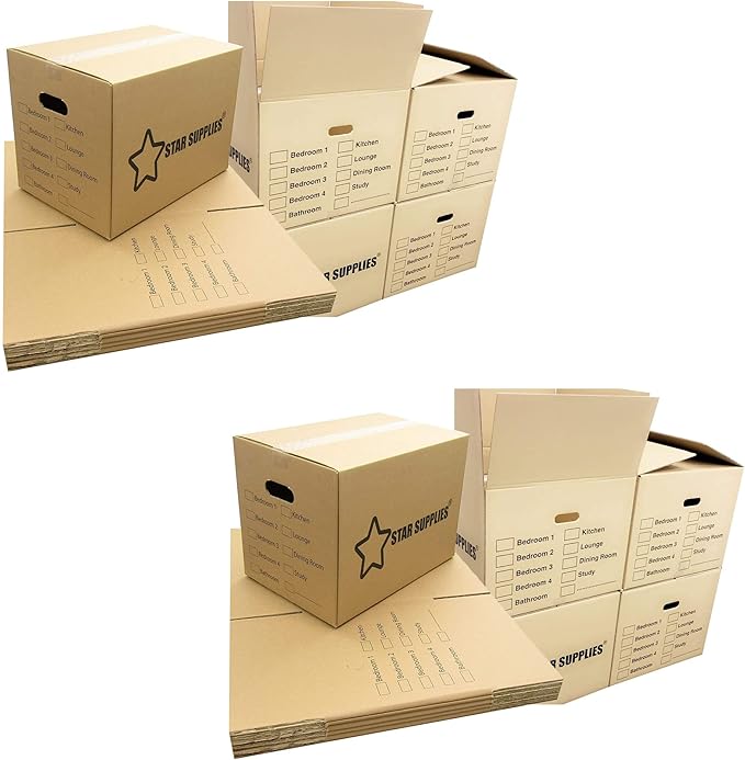 10 Extra Large Cardboard Boxes - with Carry Handles (53cm x 53cm x 41cm ...