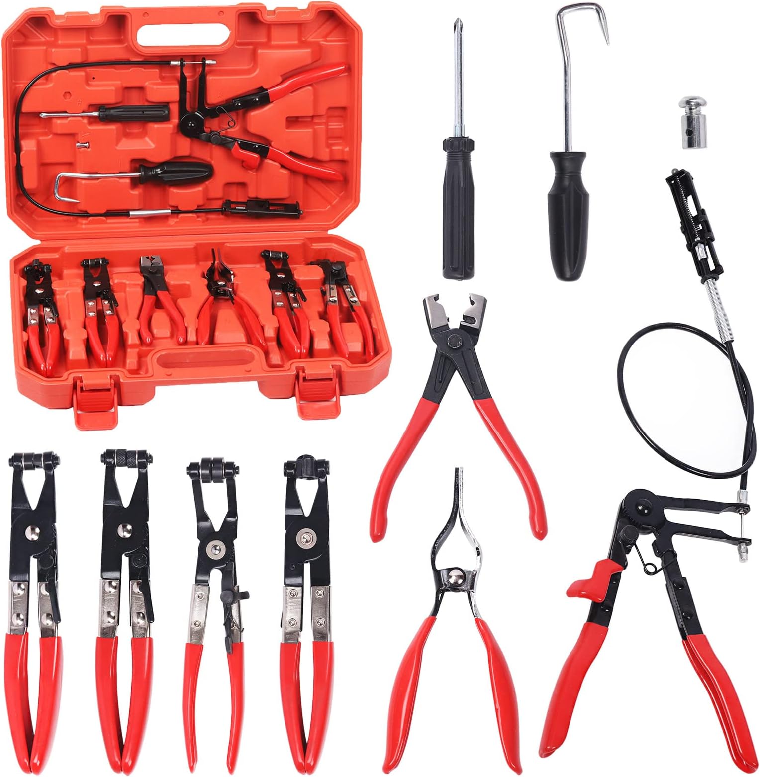 3Pcs Hose Clamp Plier Kit, Long Reach Wire Spring Hose Clamp Pliers ...