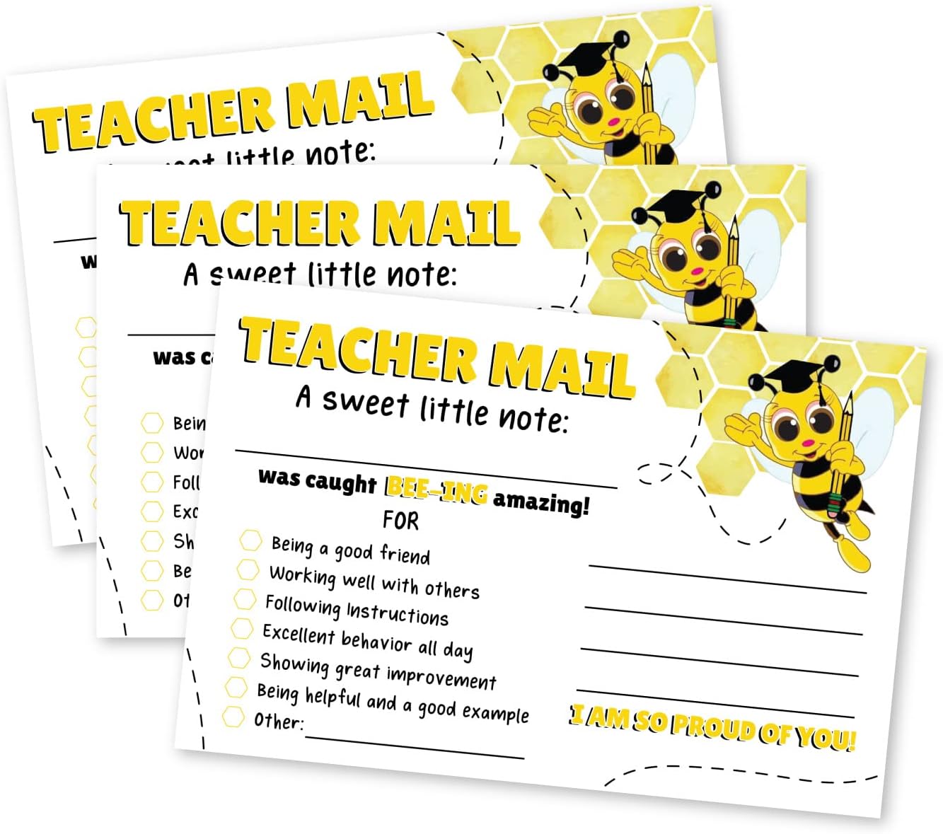 Amazon.com: 50 Bumble Bee Happy Mail Teacher Notes to Parents ...
