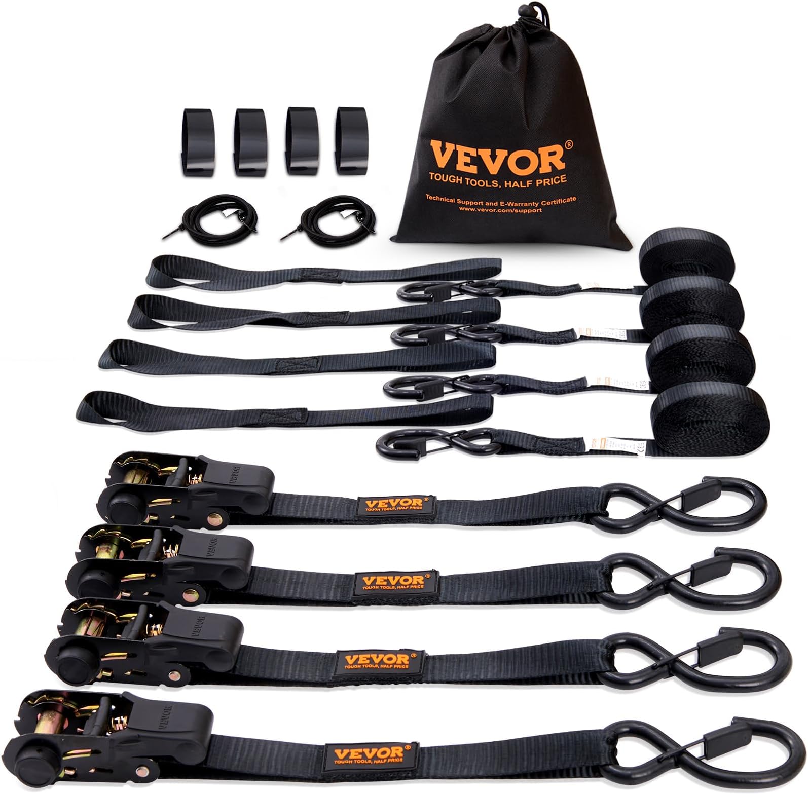 RHINO USA Ratchet Straps Tie Down Kit for ATV, 5,208 Break Strength ...