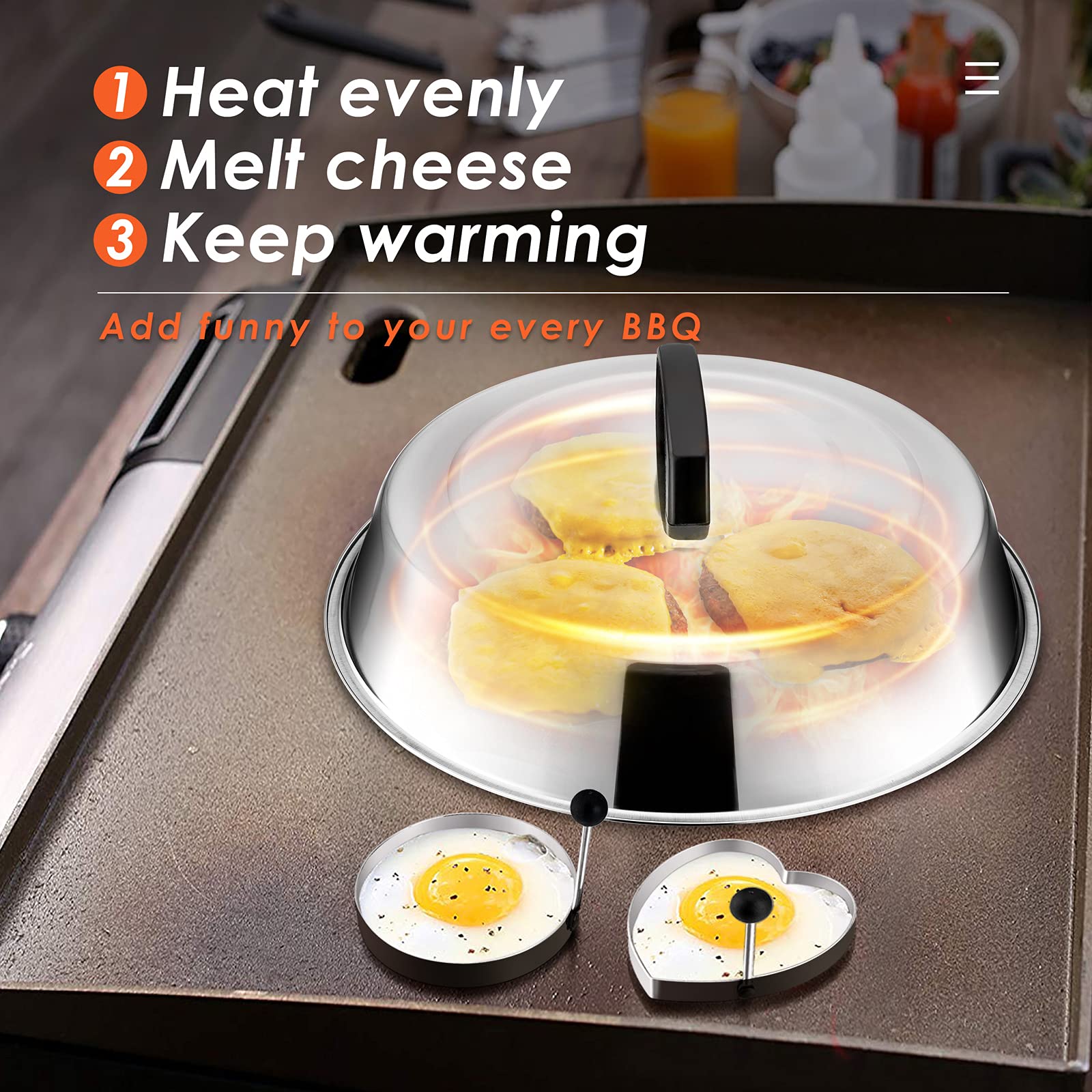 Snapklik.com : 12In Cheese Melting Dome & 7In Cast Iron Grill Press ...