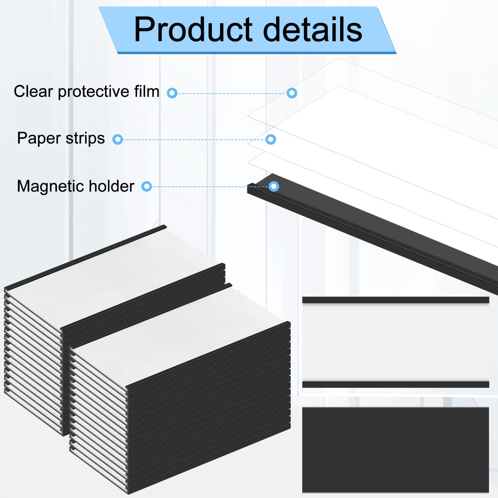 Snapklik.com : Fainne 30 Pcs C Channel Magnetic Label Holder 4 X 2 In