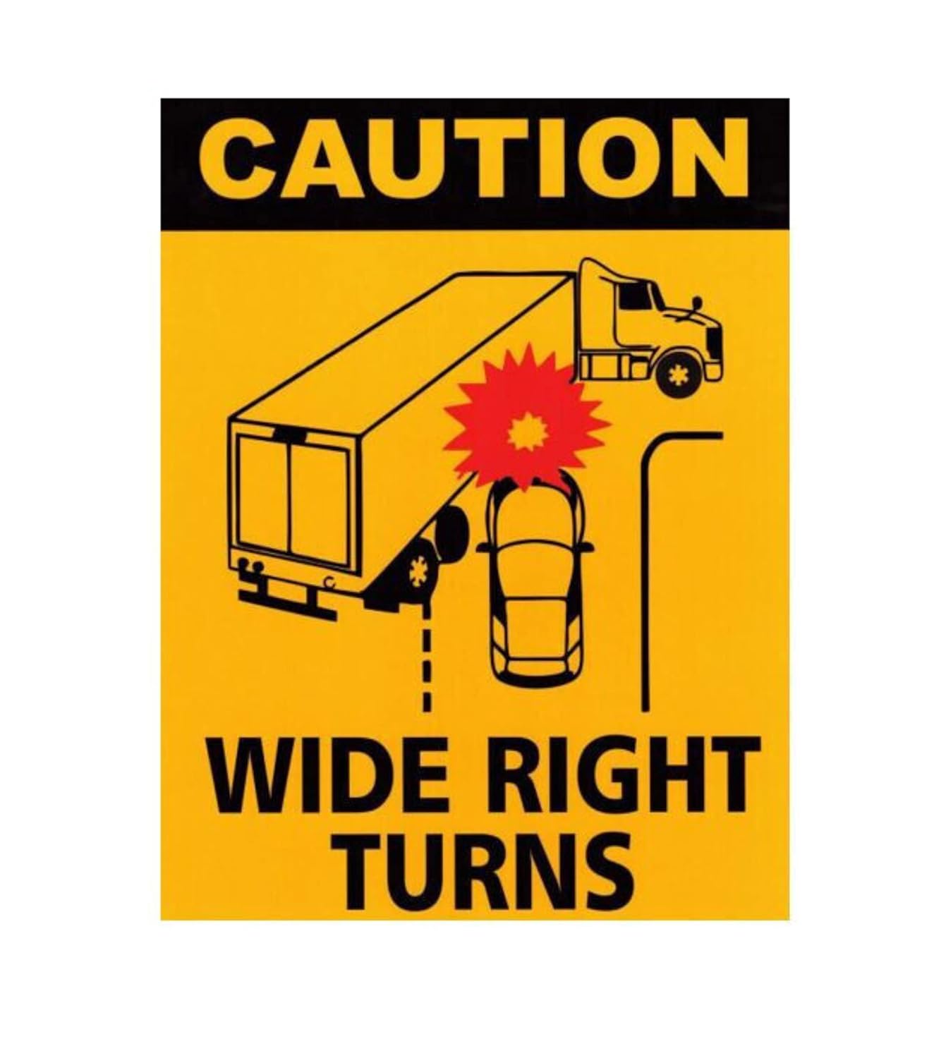 Amazon.com: Caution Wide Right Turns Semi-Truck Safety 6" Vinyl Decal ...