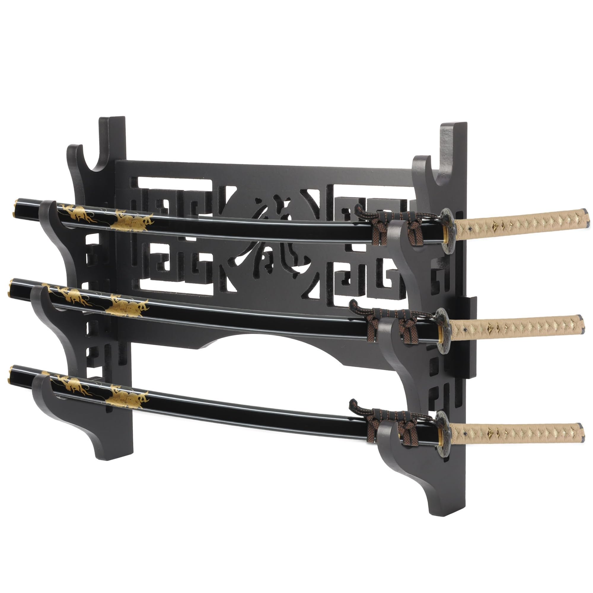 Snapklik.com : Uyoyous 4 Tier Katana Wall Holder,Wood Katana Stand Wall ...