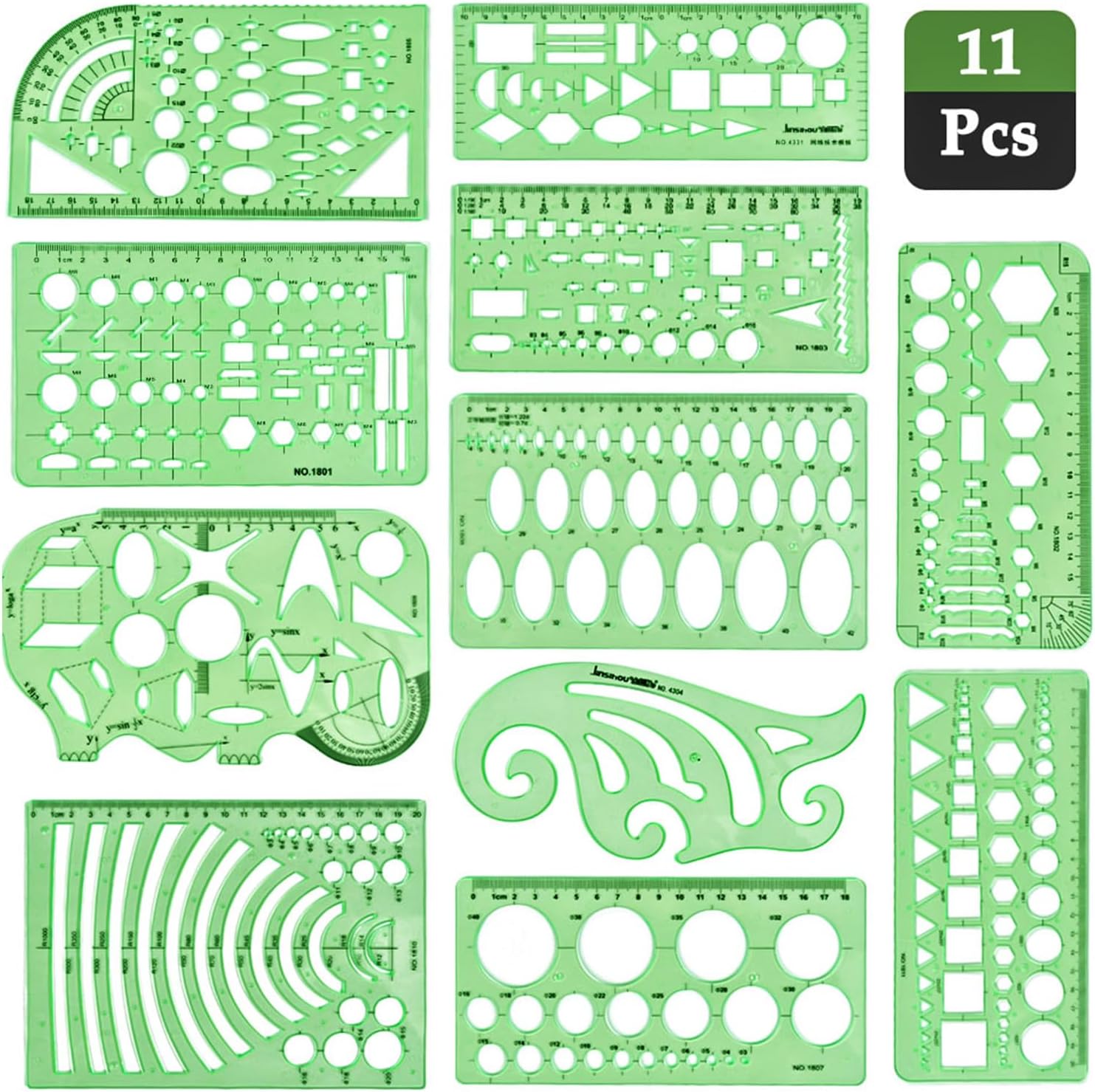 WOOWAIR 11 Pezzi Stencil per Architettura, Stencil da Disegno, Righello ...