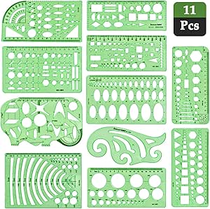 Pack of 11 Architecture Stencil, Drawing Stencil, Plastic, Technical ...
