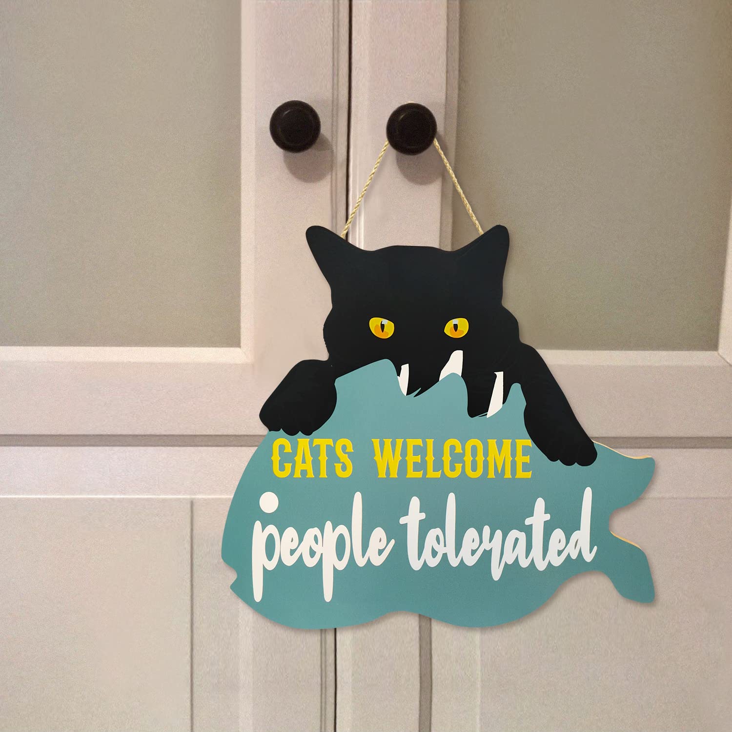 Winter Sign Deroro Welcome Hope You Like Cats Front Door Sign, Black ...