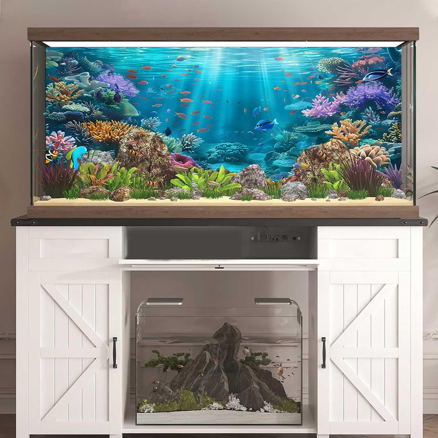 55 Gallon Fish Tank Background AWERT 36x24 Inches Undersea Theme ...