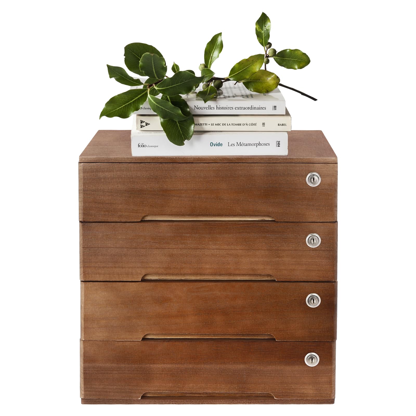 Amazon.com: Wooden Desk Organizer with 4 Drawers, Desktop Storage ...