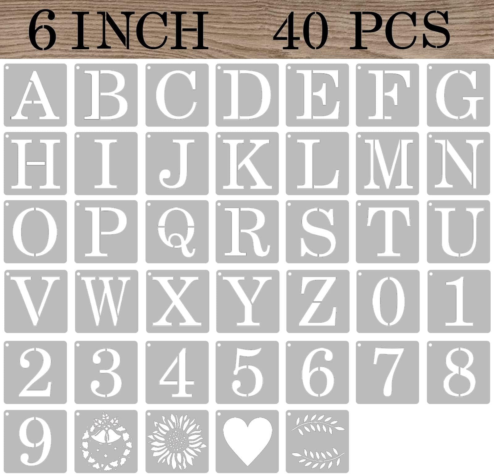 Amazon.com : ASMPIO 6 Inch Letter Stencils Numbers Craft Stencils, 40 ...