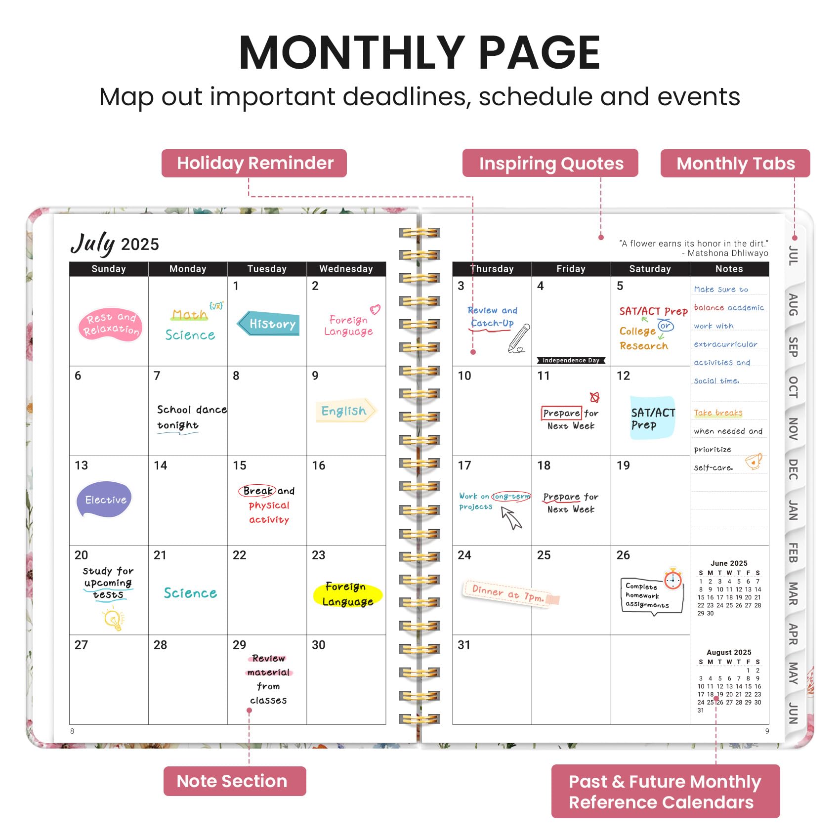 Calendar 2025 Planner Planner 2025-2026, Academic Year Monthly And ...