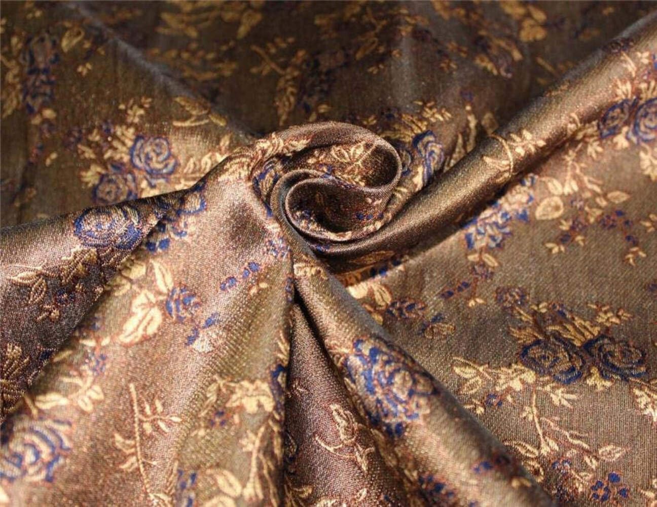 Silk Brocade Fabric Golden Brown x Metallic Gold 44" Wide BRO664[1 ...