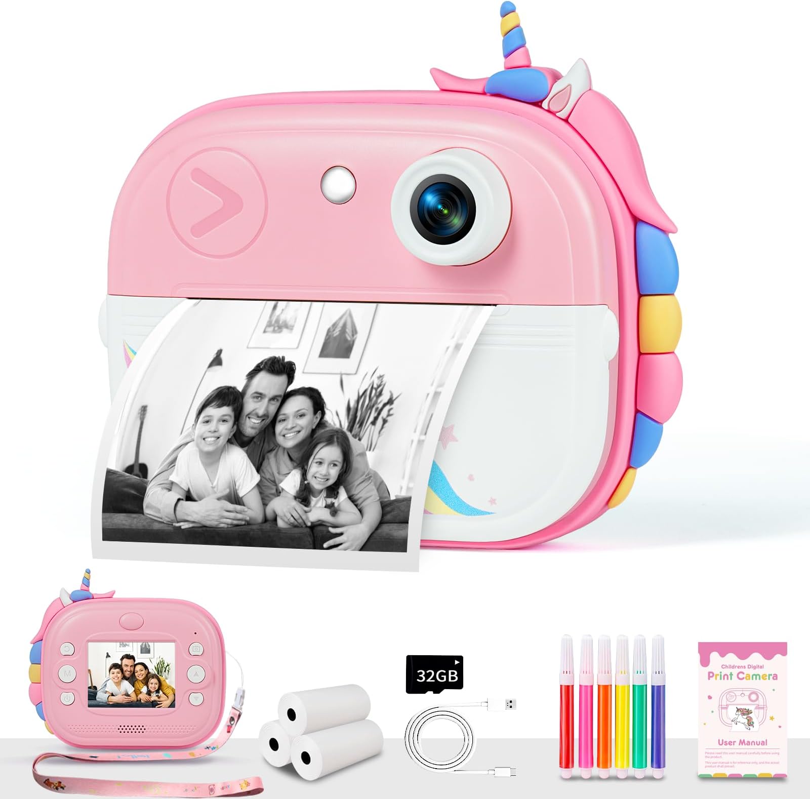 Amazon.com : Instant Print Camera for Kids - 1080P HD, 48MP, 32G Card ...