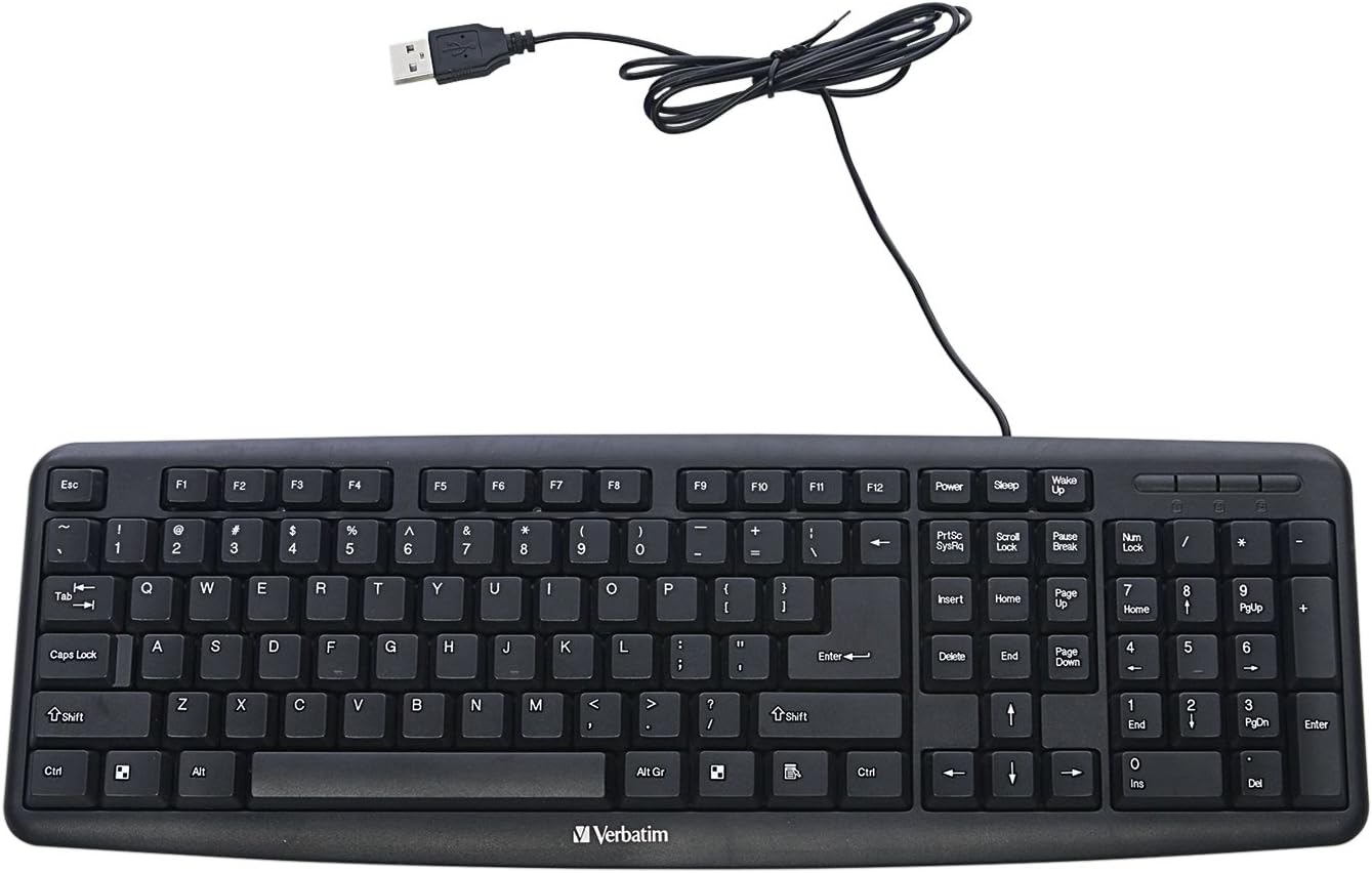 Amazon.com: Verbatim Slimline Wired Keyboard USB Plug-and-Play Numeric ...