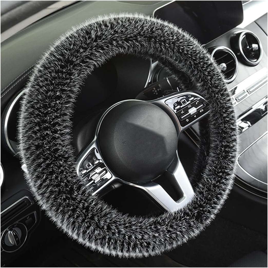 Amazon.com: AICEL Furry Car Steering Wheel Cover, 15 inch Automotive ...