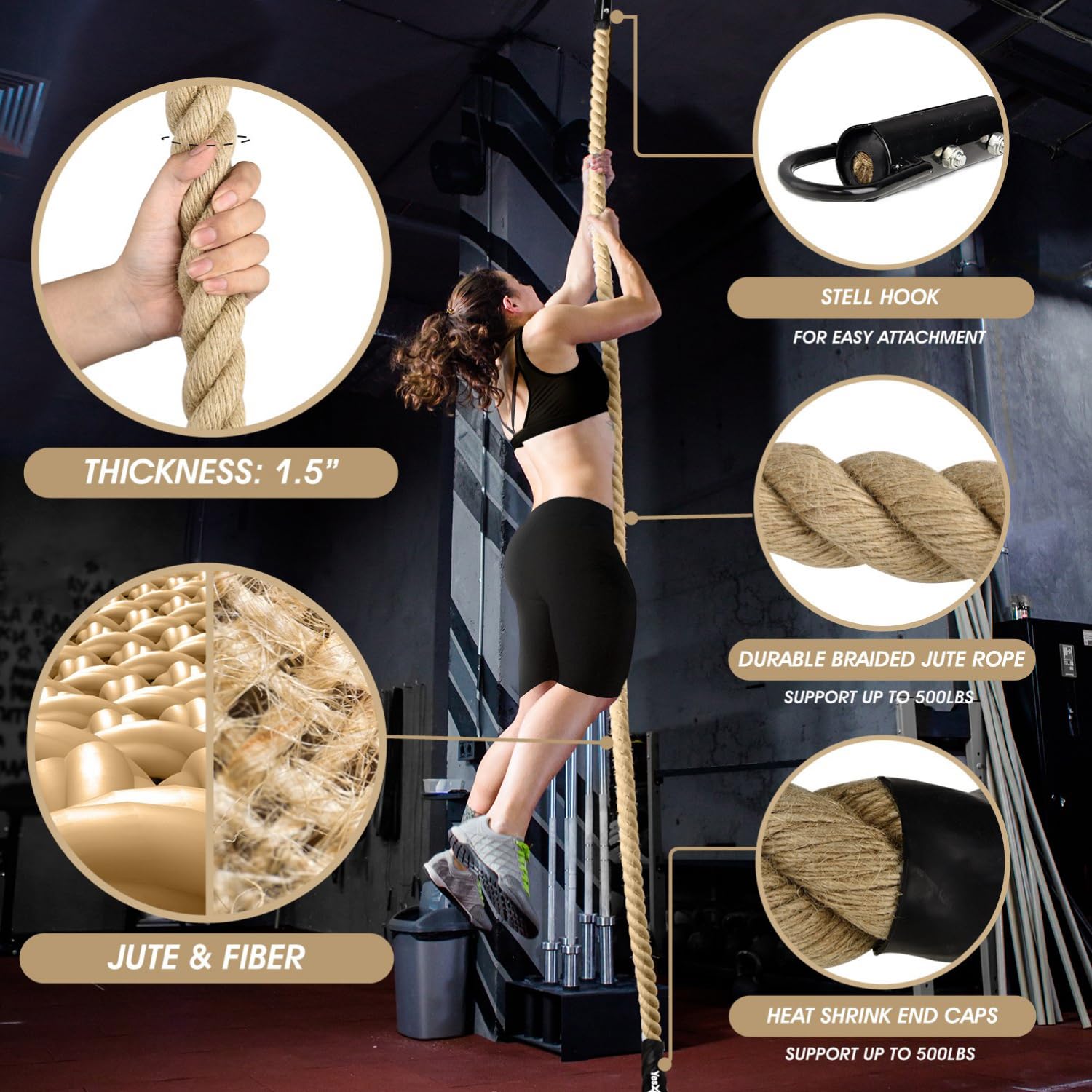 Snapklik.com : Yes4All Gym Climbing Rope For Fitness & Strength Training