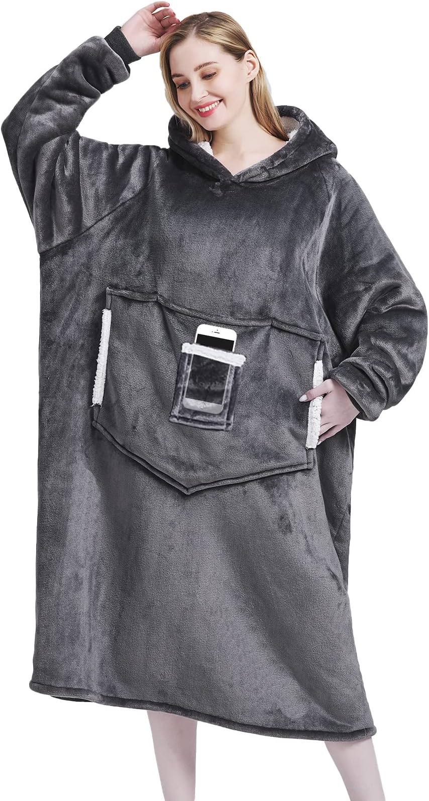 ZUMLLOMA Sweat à Capuche Femme Polaire Pull Plaid Oversize Polaire, Sweat à Capuche ...