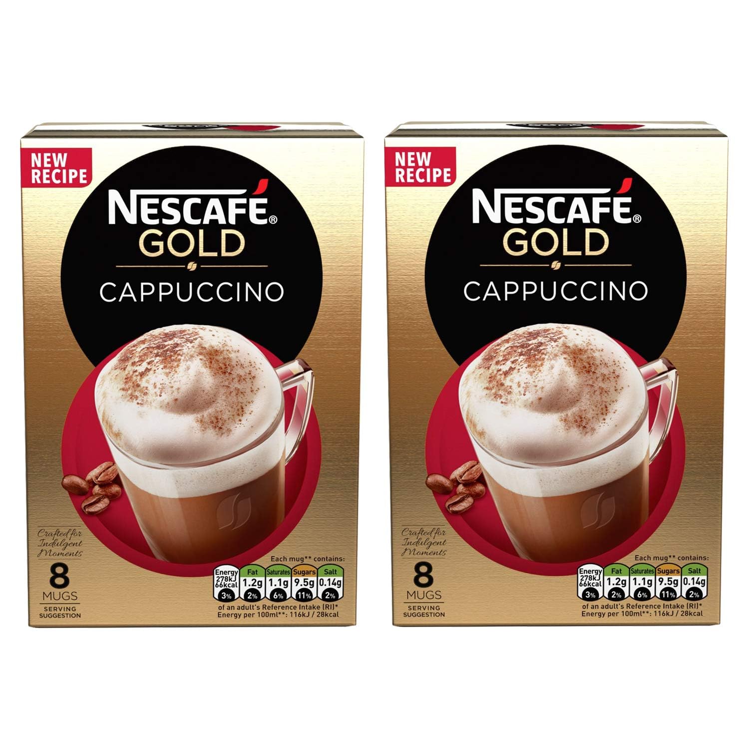 Nescafes Gold Cappuccino Medium Roast Coffee Powder (Pack of 2) 136g Each (Imported) : Amazon.in ...