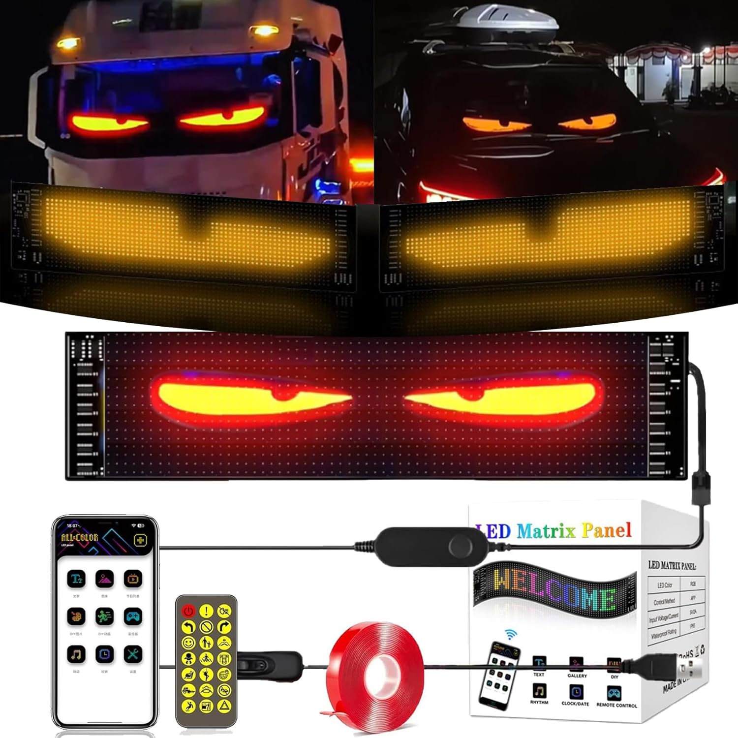 Amazon.com: 1PCS Colorful Eye Lamp Soft Screen for Car Windows, Led ...