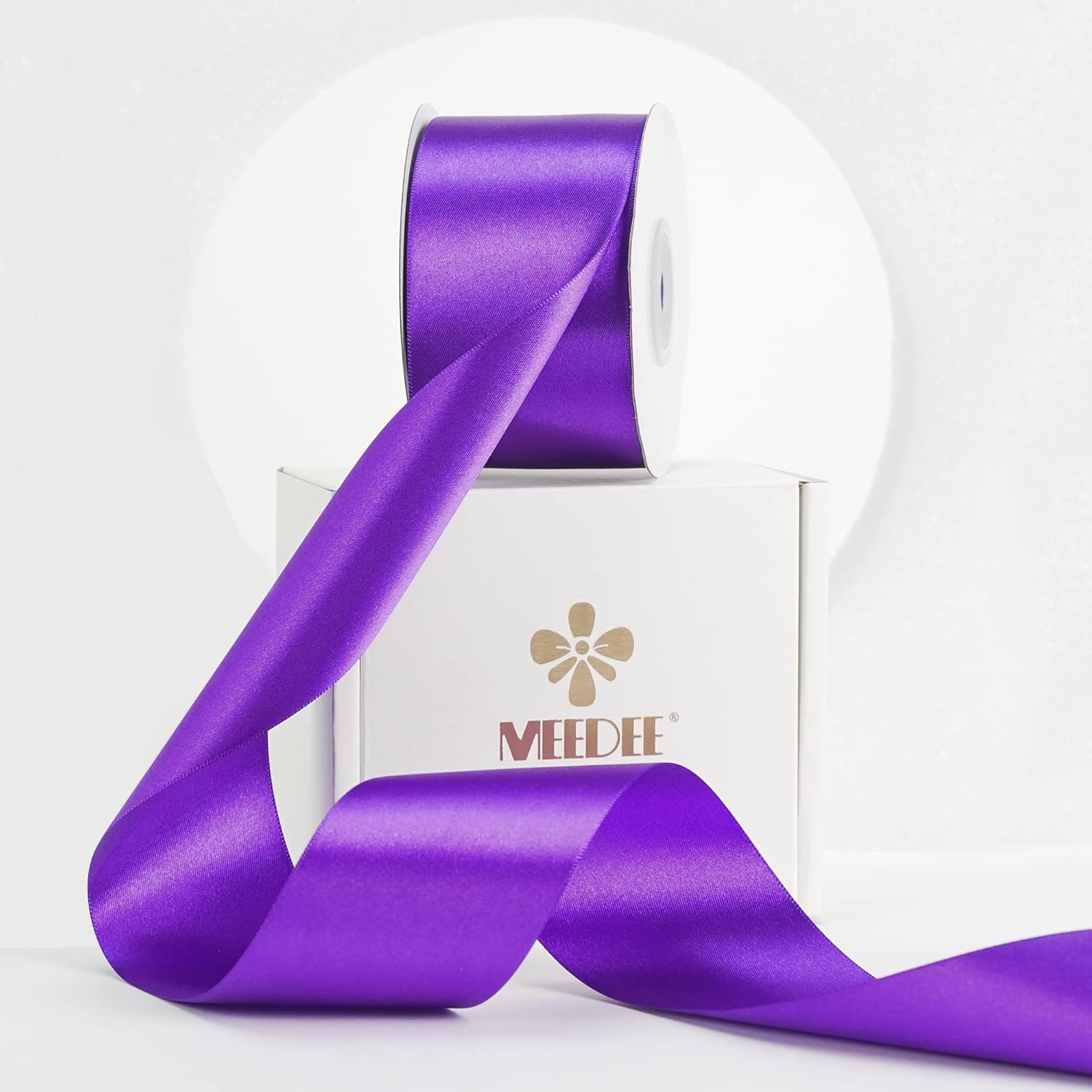 Amazon.com: MEEDEE Purple Satin Ribbon 2 Inch Purple Ribbon Lux Satin ...