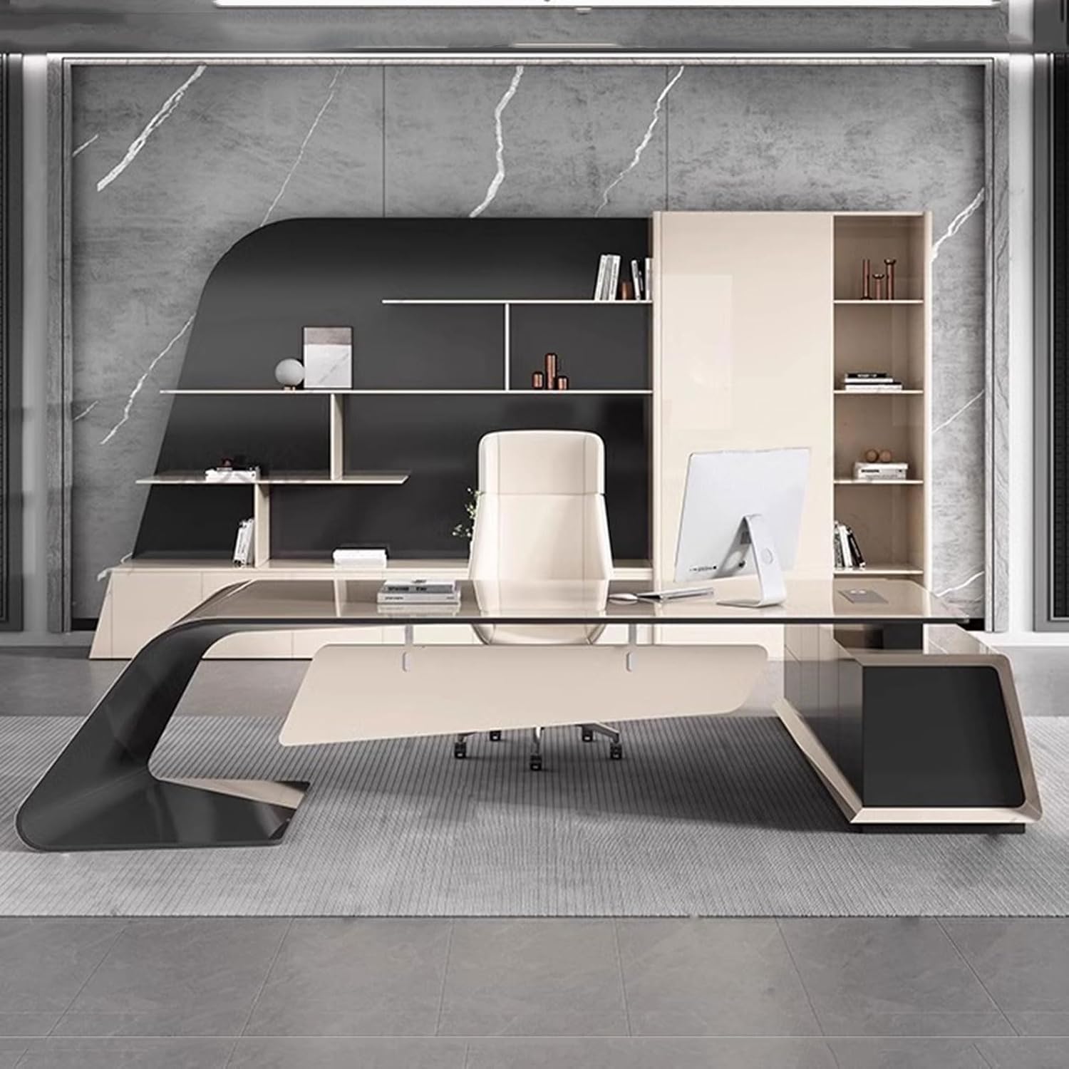 Amazon.com: LSIGHTUS Modern 102" L Shaped Executive Office Desk with ...