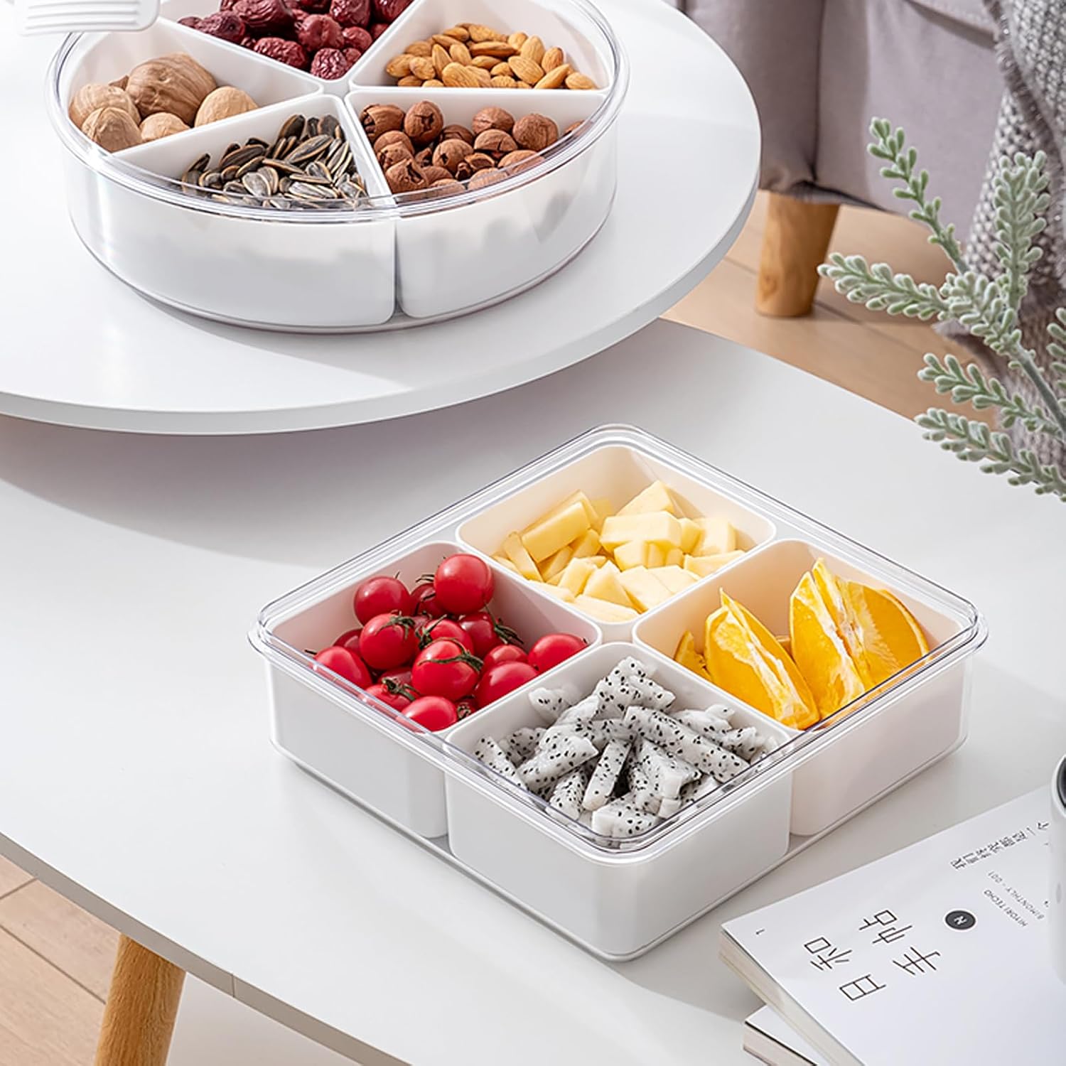 Amazon.com: Veggie Tray with Lid - Square, 4-Compartment Divided ...