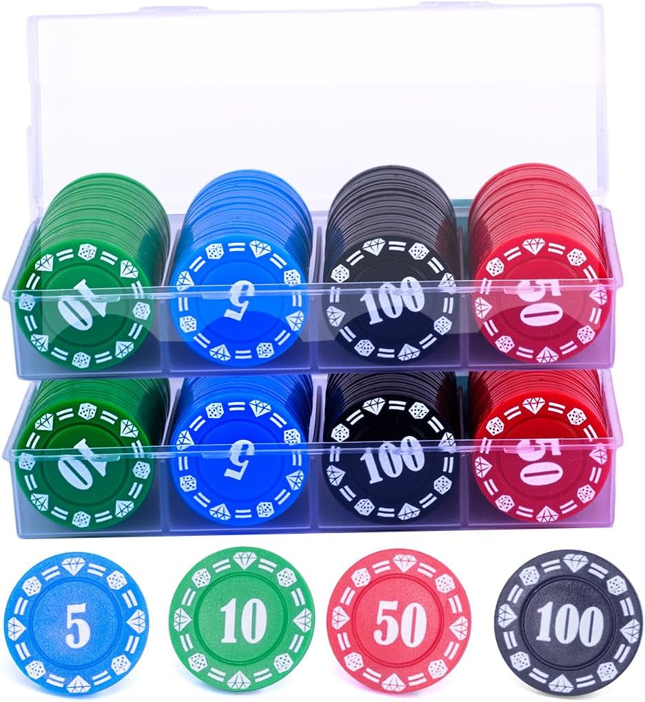 Amazon.com : Wrzbest Plastic Poker Chips Poker Chip Set with Storage ...