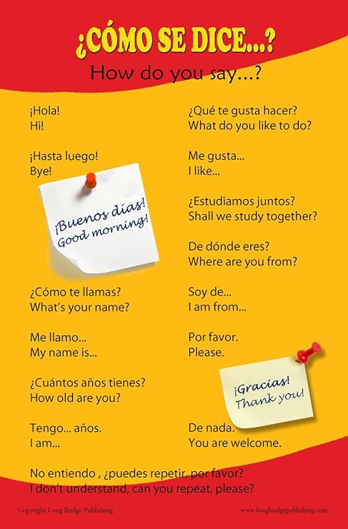 Amazon.com: Long Bridge Publishing Spanish Language School Poster ...