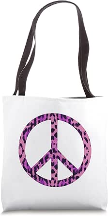 Amazon.com: Cool Pink Leopard Cheetah Peace Sign Tote Bag : Clothing ...