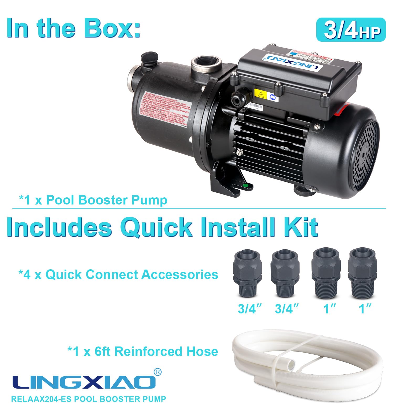 Snapklik.com : LINGXIAO Pool Booster Pump 3/4HP, (230V Or 115V) Compatible For Polaris PB4-60 ...