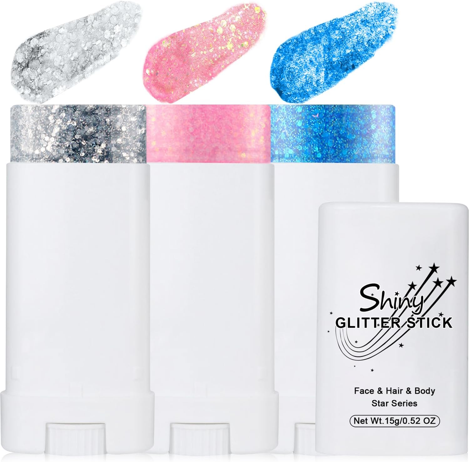 Amazon.com : 3 Pcs Body Glitter Stick, Holographic Sequins Body Glitter ...