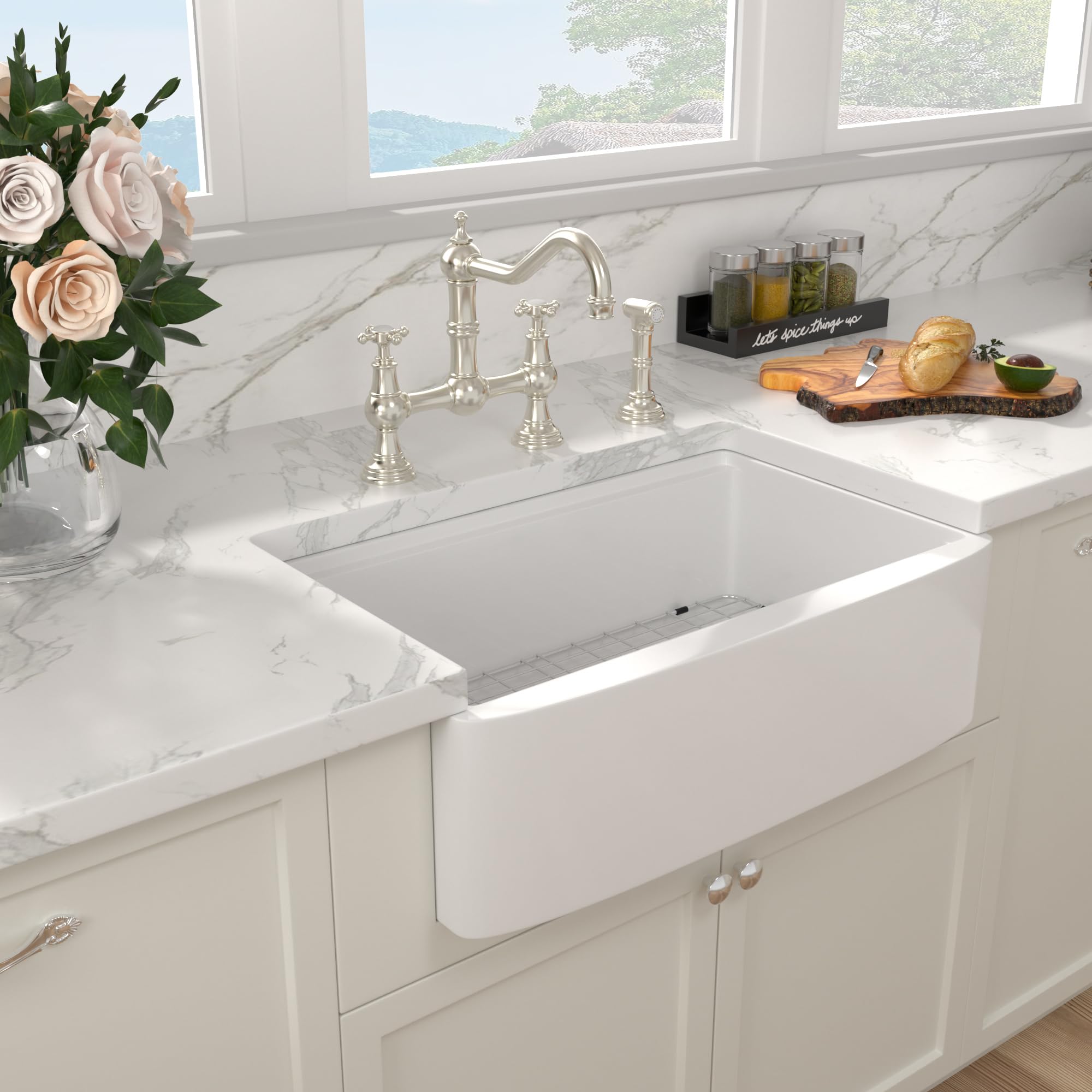Snapklik.com : 33 White Farmhouse Sink - 33x21 Inch White Kitchen Sink ...