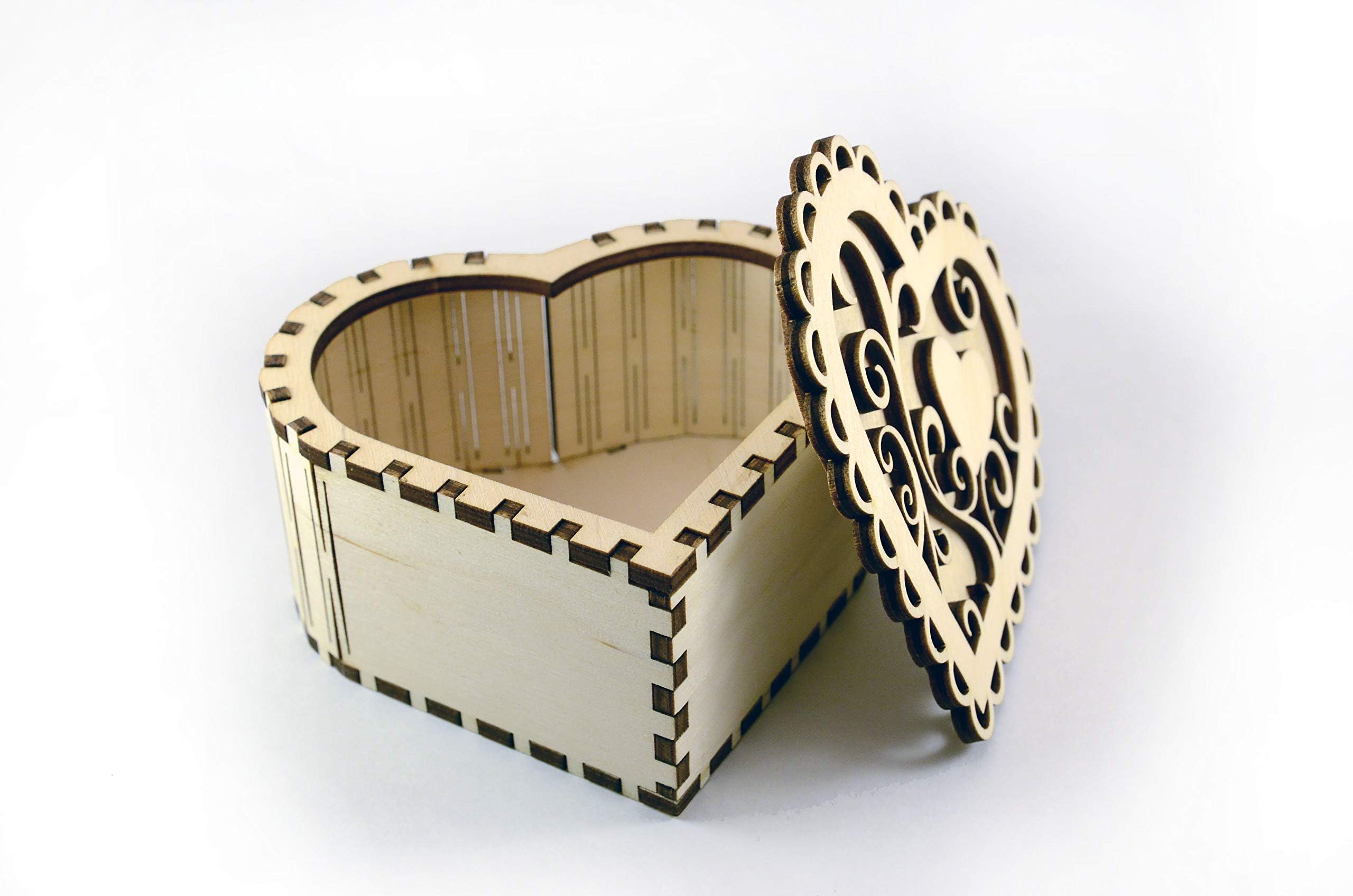 Amazon.com: MIAO YUAN Carved heart-shaped wooden box,Wooden Pieces ...