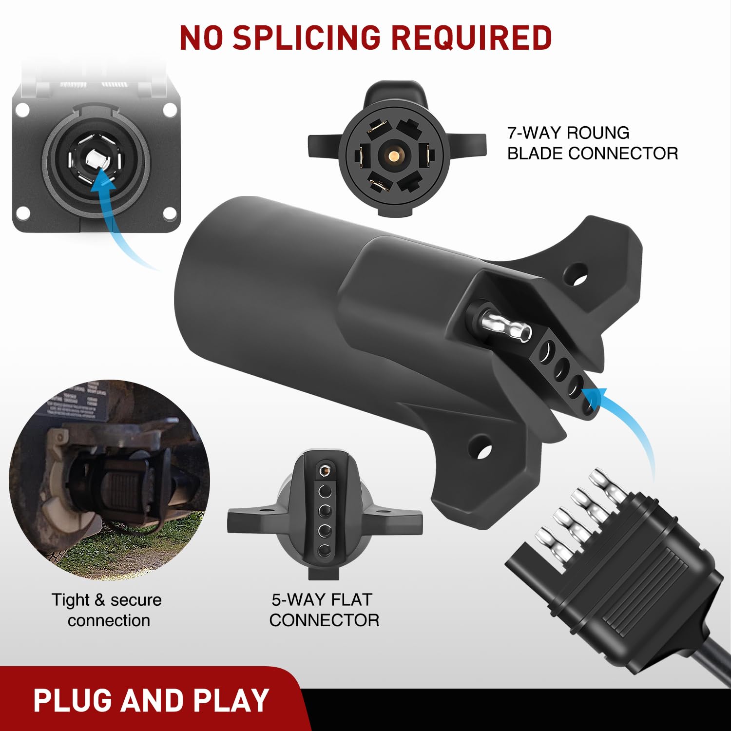 Snapklik.com : 7-Way To 5 Way Flat Blade Trailer Adapter Waterproof ...