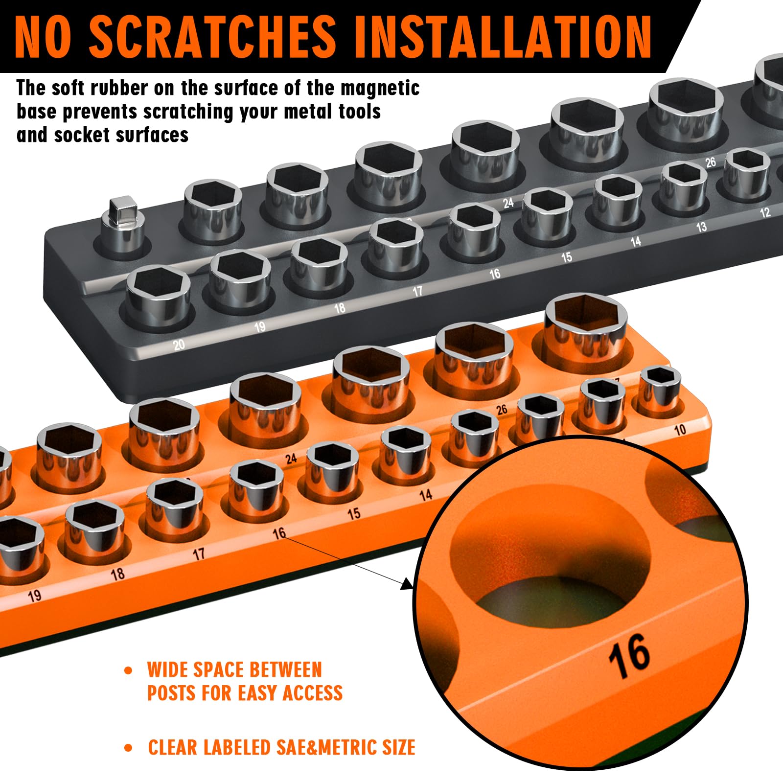 Tool Organizer Magnetic Socket Holder Organizer Set: 6-Piece Detachable ...