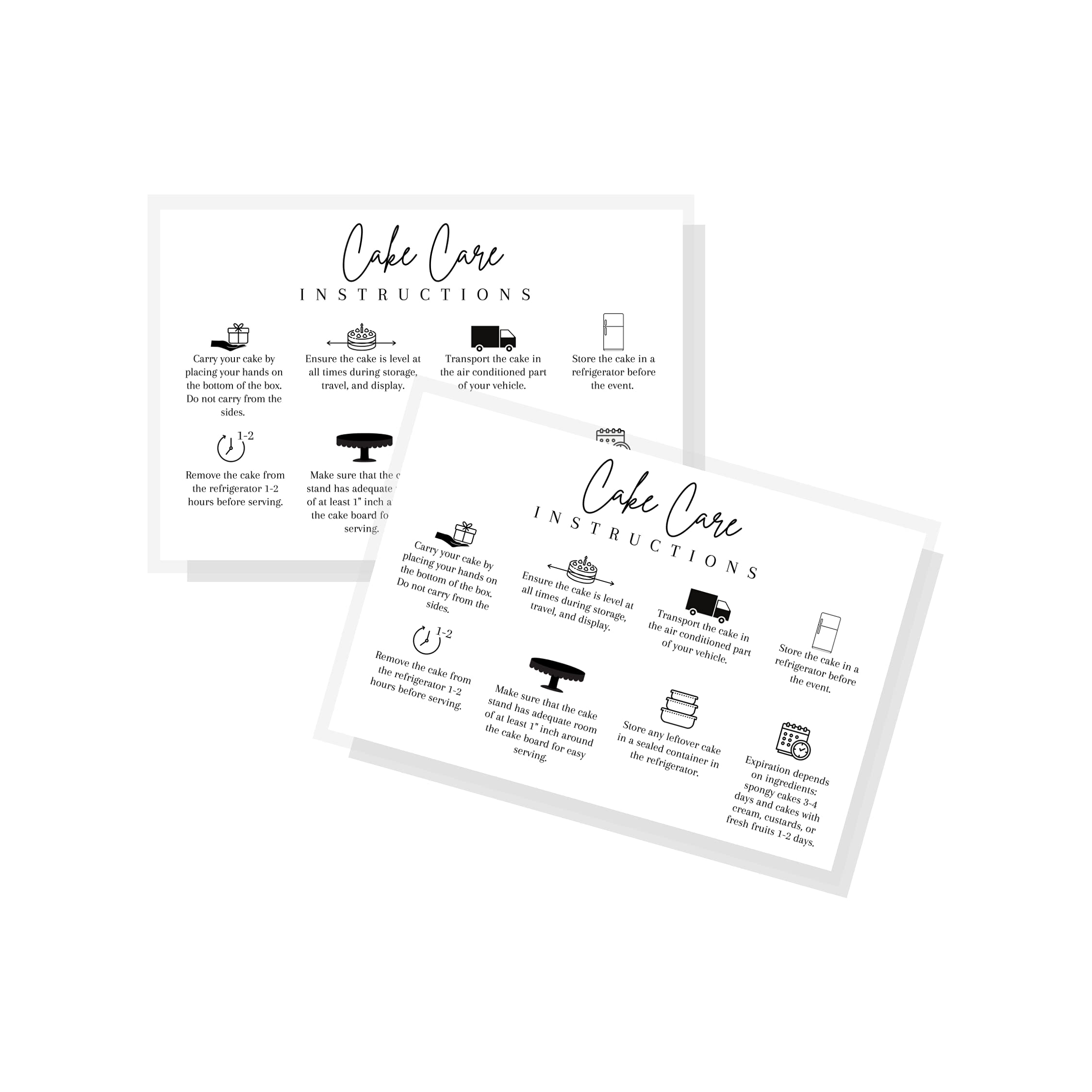 Buy Cake Care Instruction Card | 30 Pack of Postcards | How to Properly ...