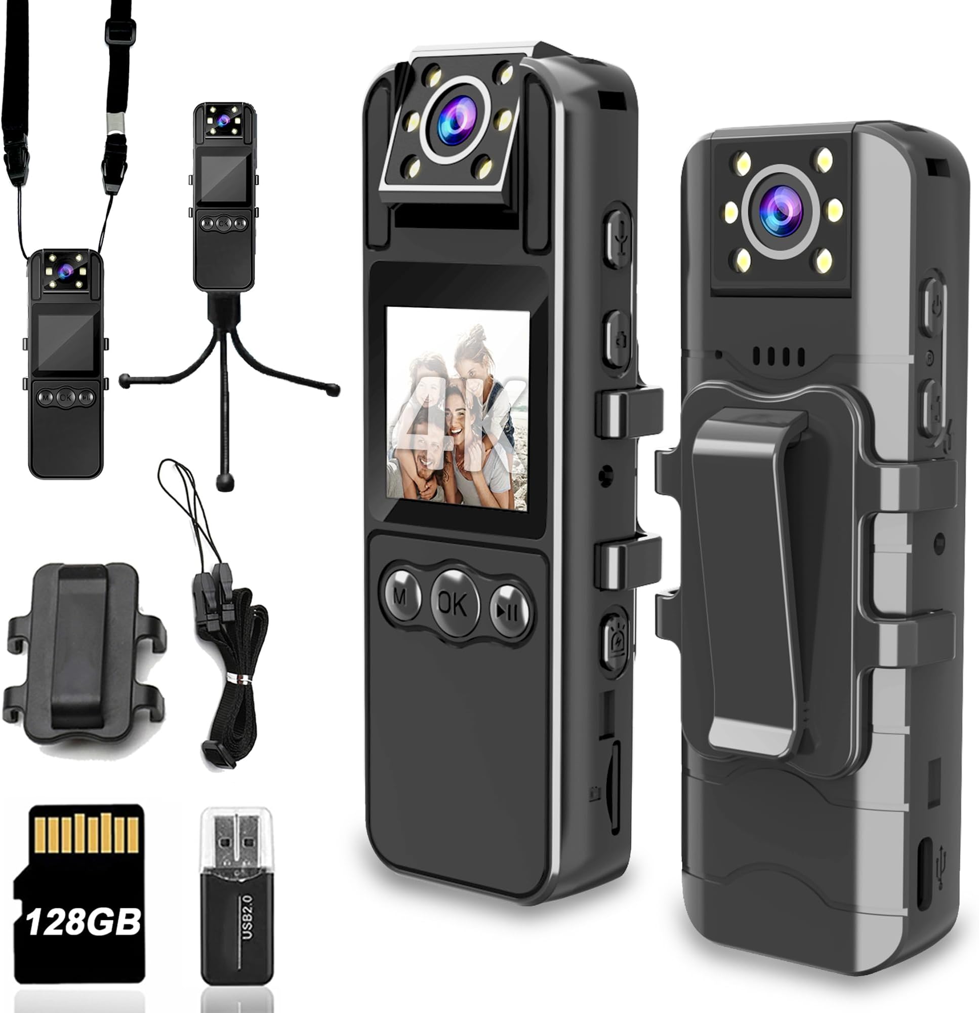 Amazon.com: Body Camera with Audio and Video Recording, Unltra 4K Body ...