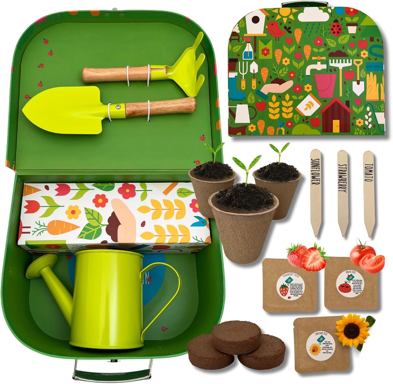 Amazon.com: Kids Gardening Set - Gardening Tools for Kids 2 Garden ...