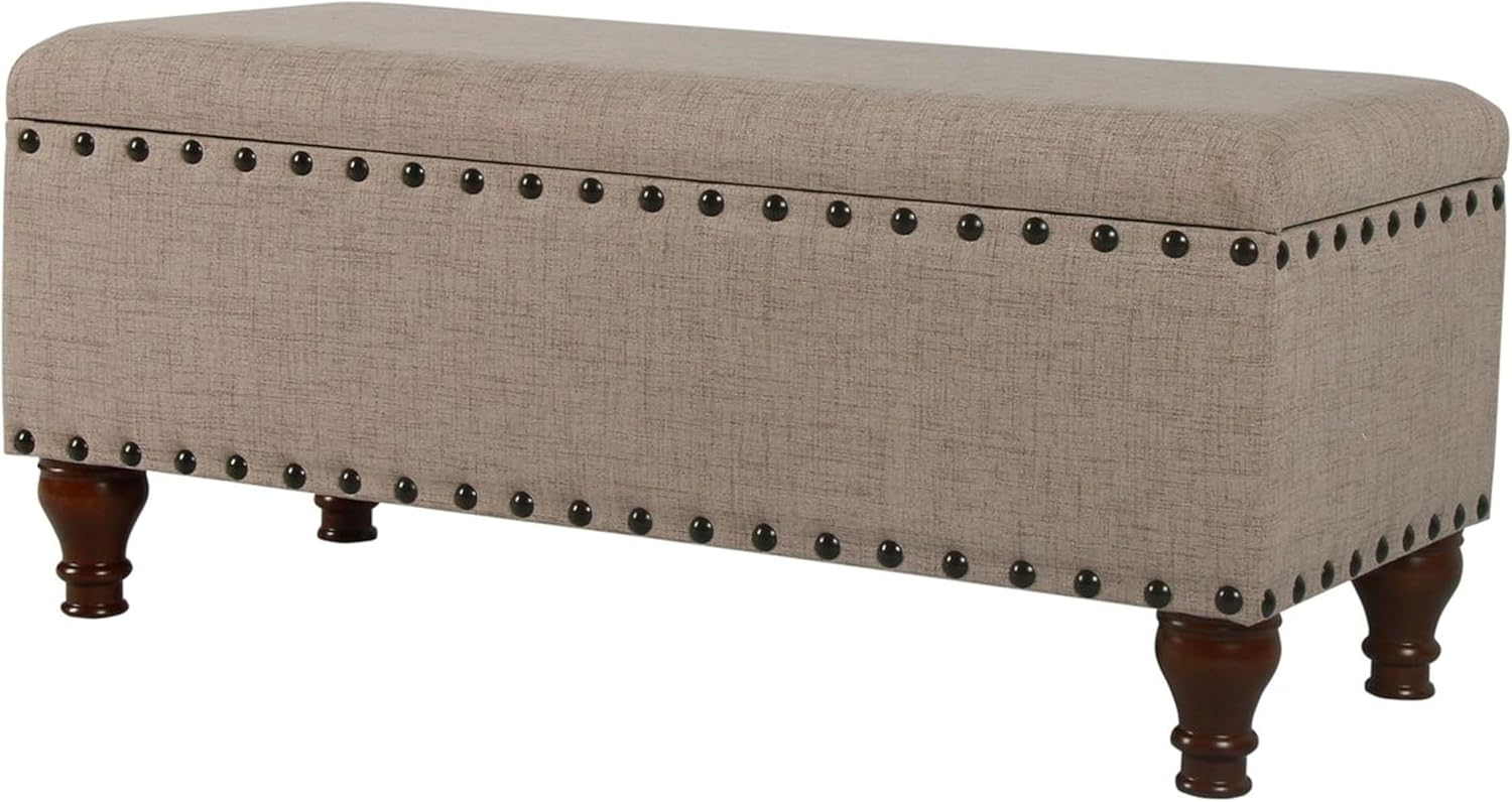 Amazon.com: HomePop Large Storage Bench with Nailhead Trim - Tan : Home ...