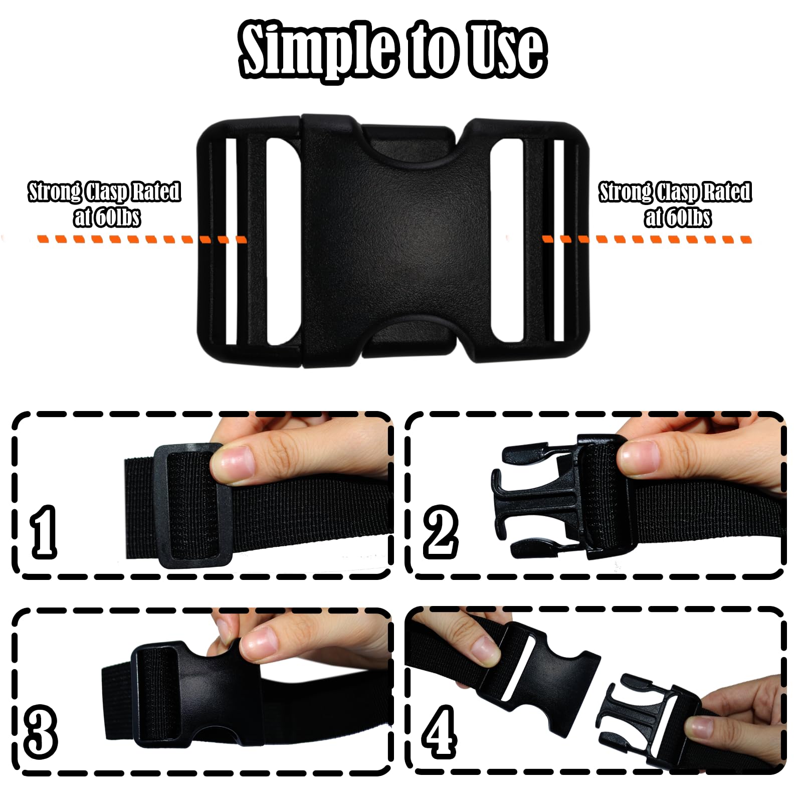 Snapklik.com : Buckles For Straps 1.5 Inch, 4 Pack Quick Side Release ...