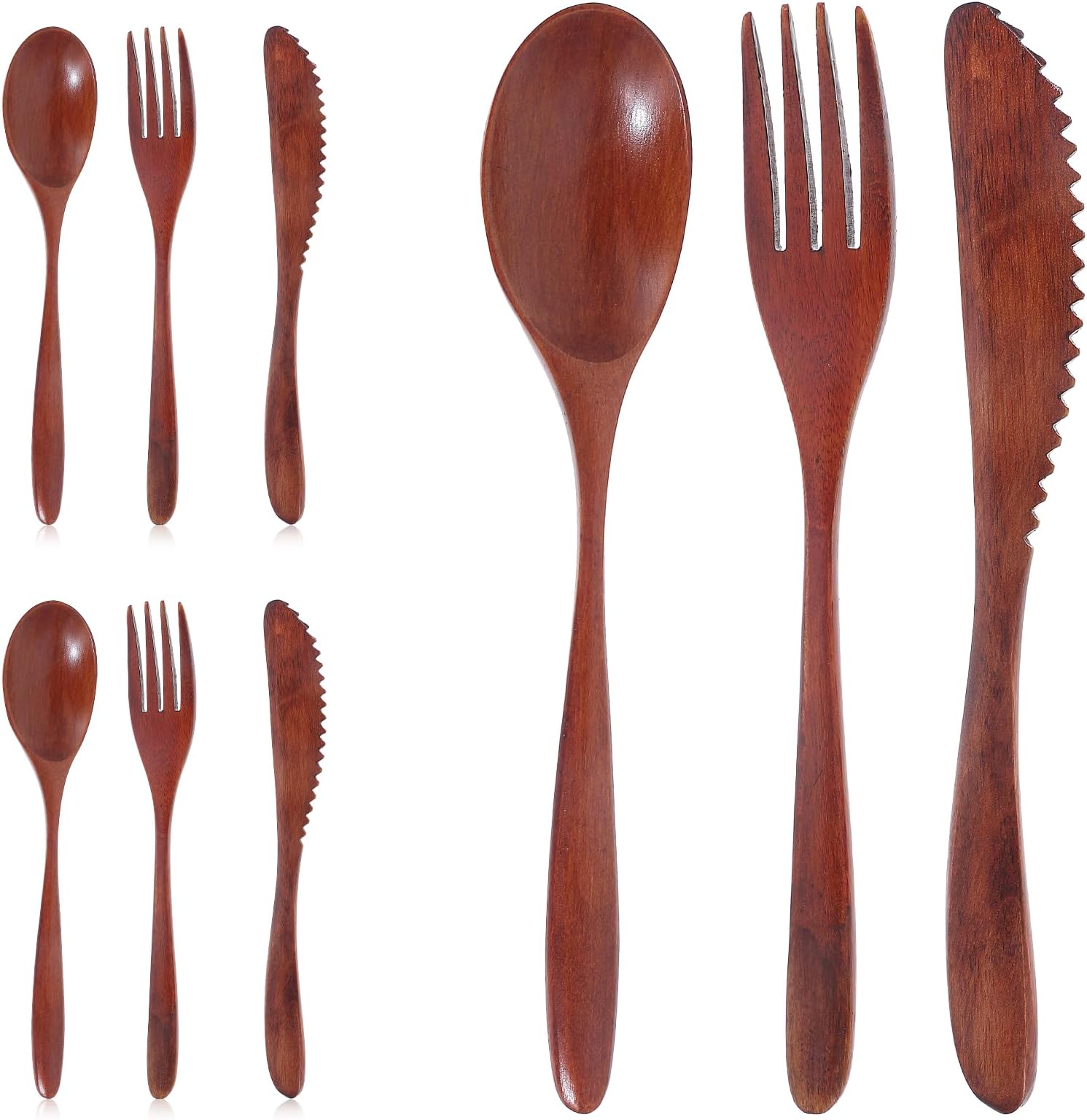 Amazon.com | EBOOT 32 Pieces Wooden Forks and Spoons for Eating ...