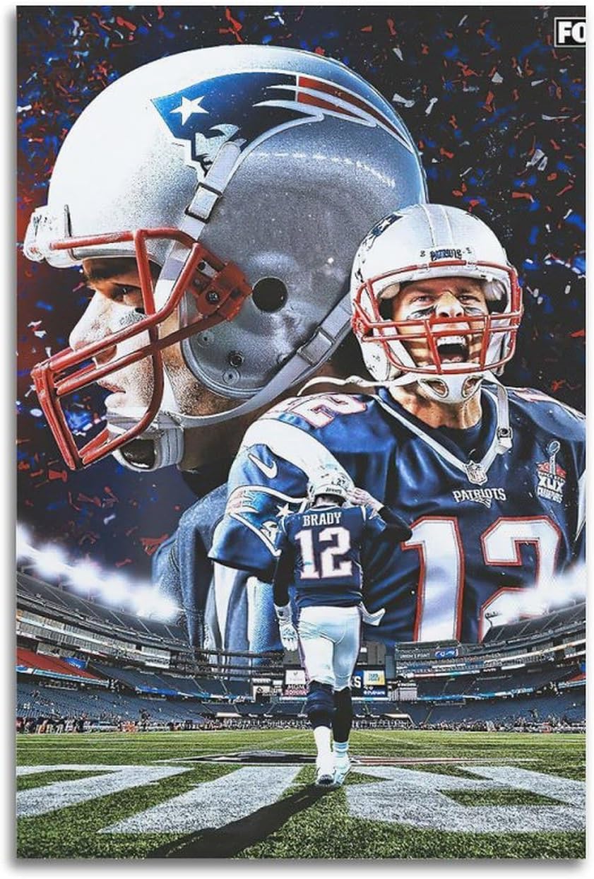 Amazon.com: MYNCBD Tom Brady Poster Rugby Poster Art Decor Painting ...