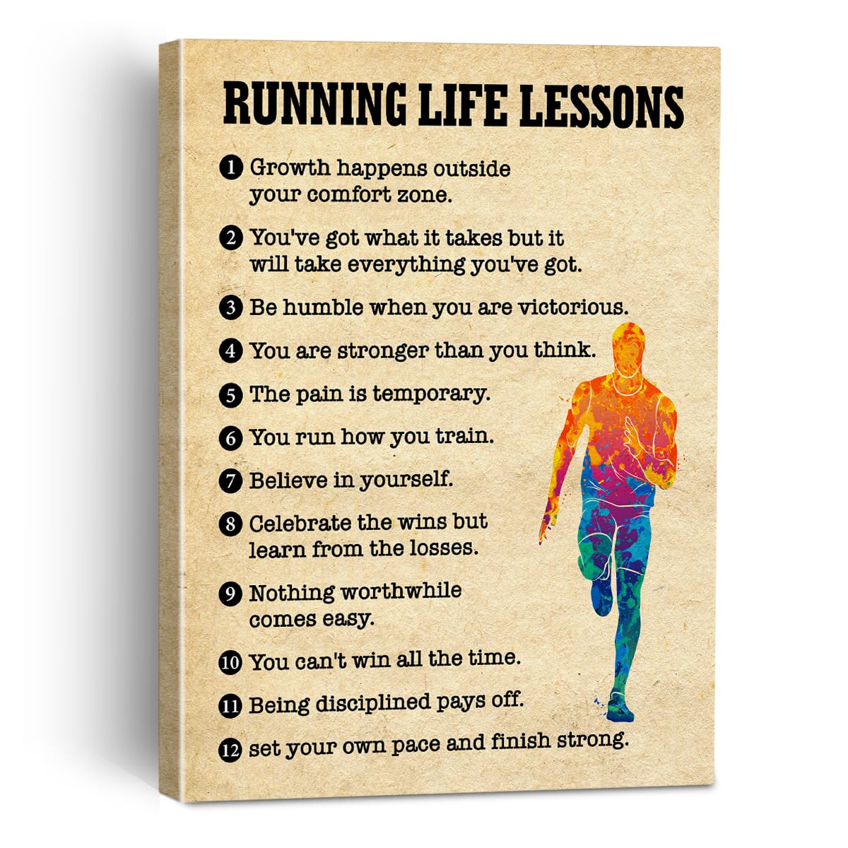 Amazon.com: Running Life Lessons Canvas Painting Framed Wall Art Decor ...