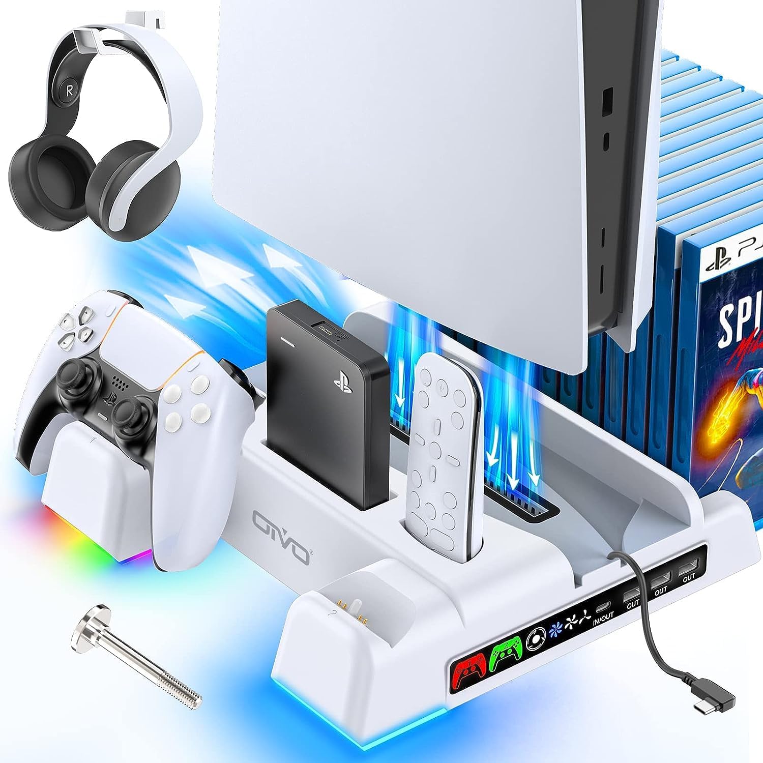 Amazon.com: PS5 / PS5 Slim Stand and Cooling Station with RGB LED ...
