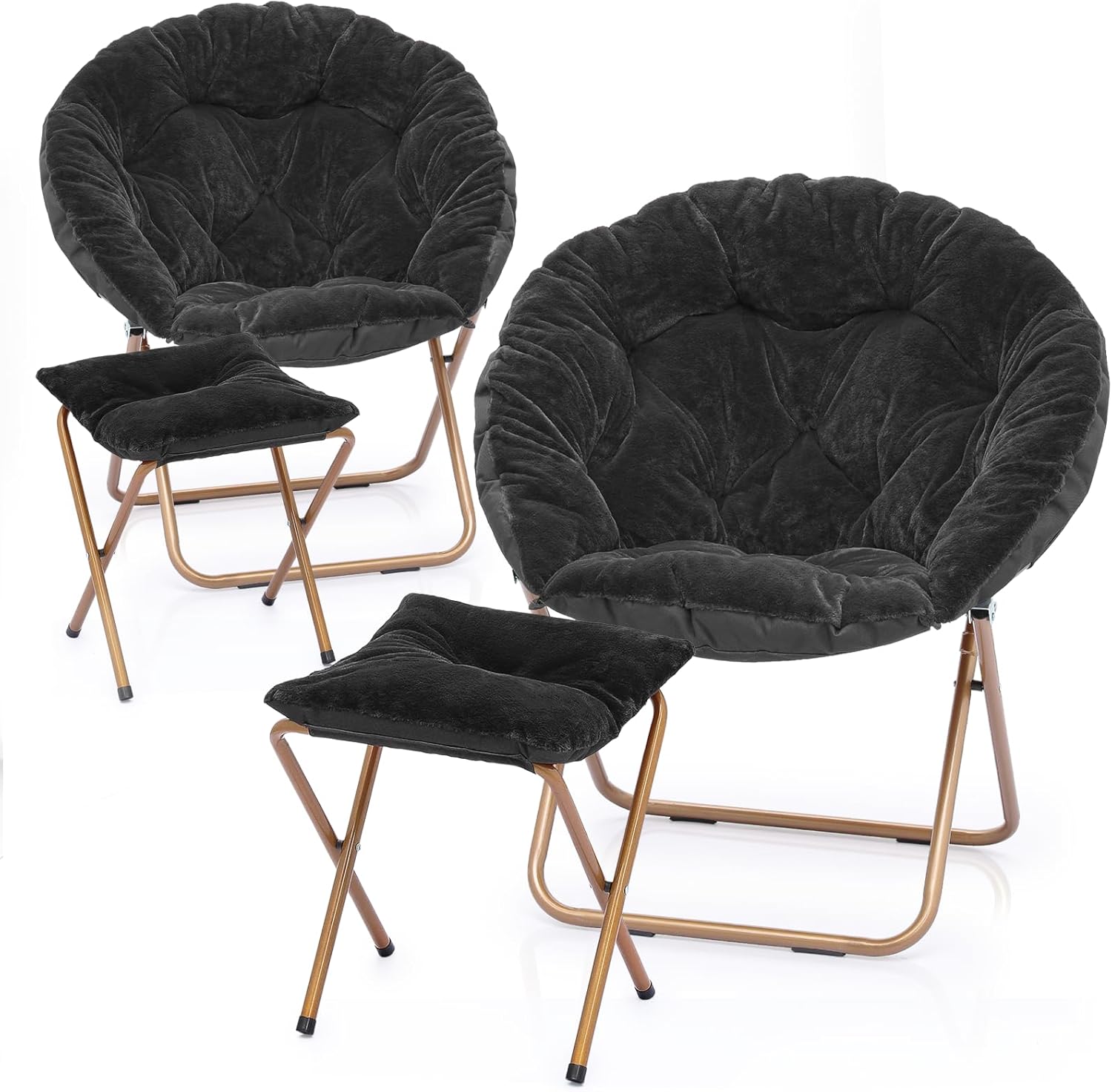 Amazon.com: MoNiBloom Round Folding Faux Fur Saucer Chair for Bedroom ...