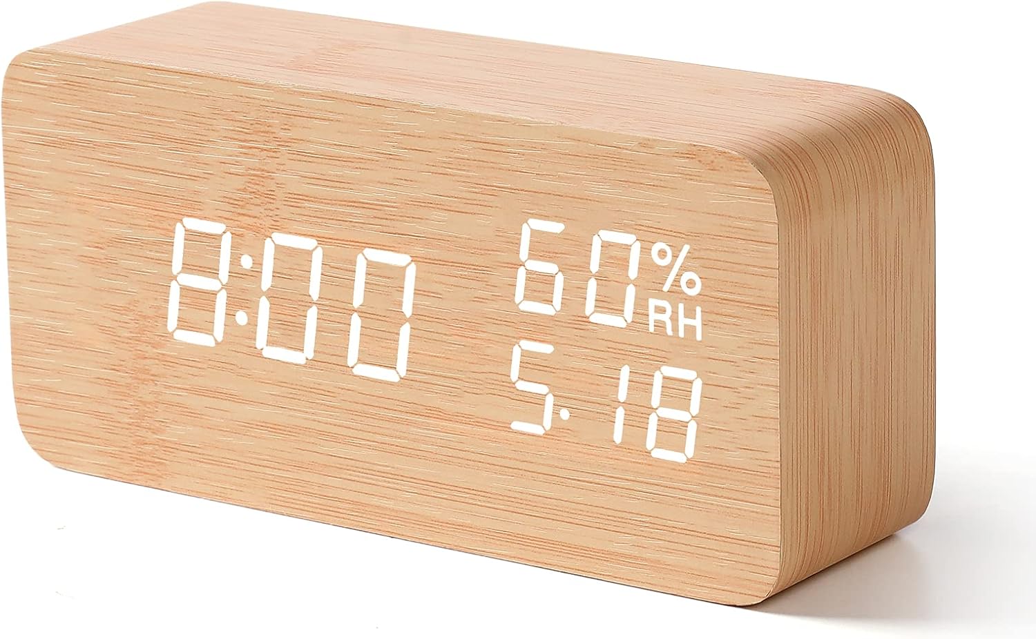 Amazon.com: Dasike Wooden Digital Alarm Clock, Multifunctional Digital ...