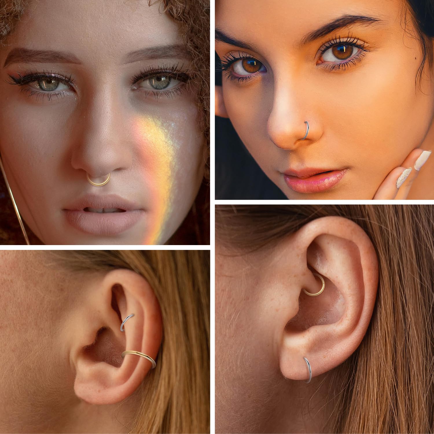 Snapklik.com : Nose Rings Hoops Titanium Nose Ring Septum Rings Nose ...