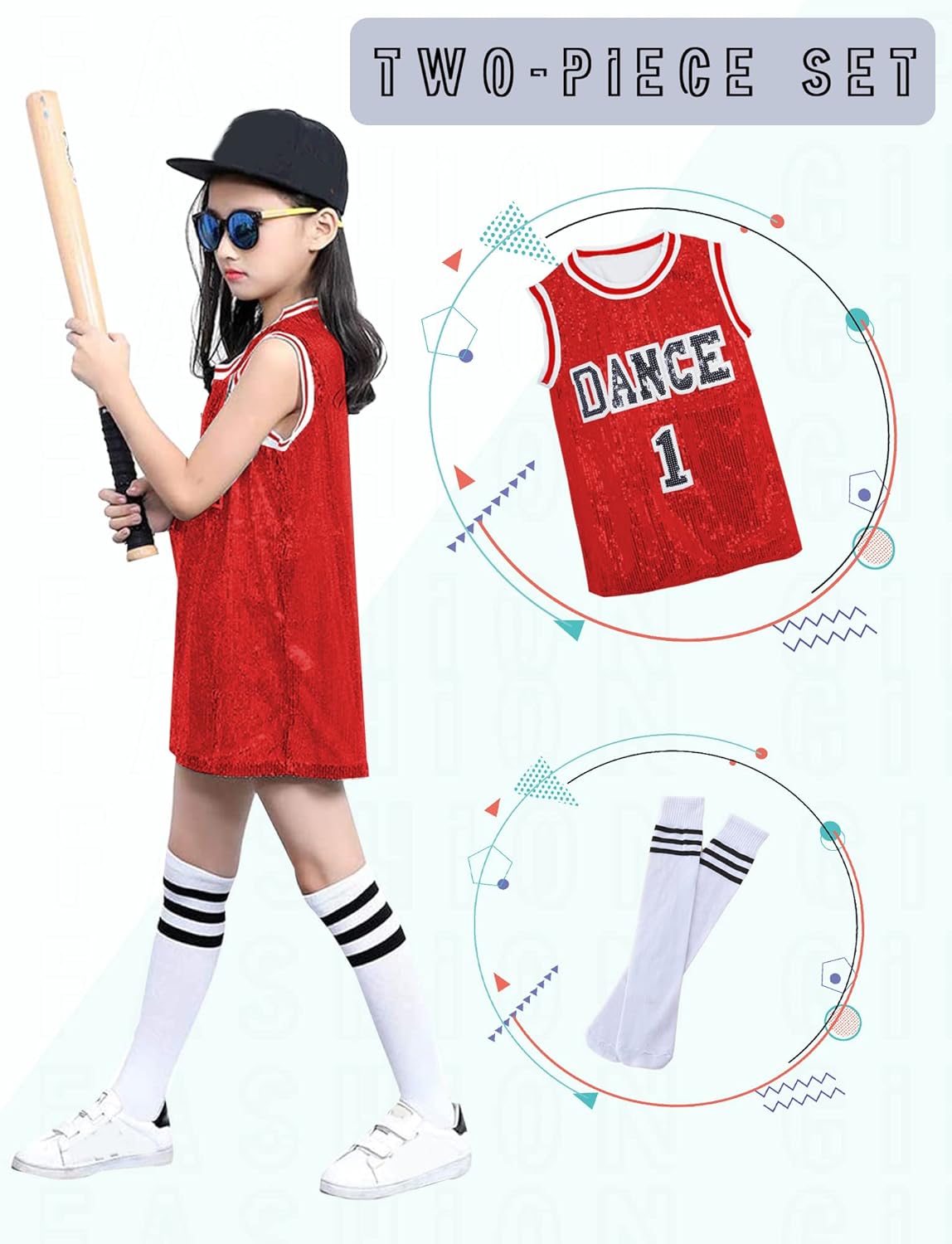 Happy Cherry Ropa de baile hip hop, chaqueta de lentejuelas para niñas ...