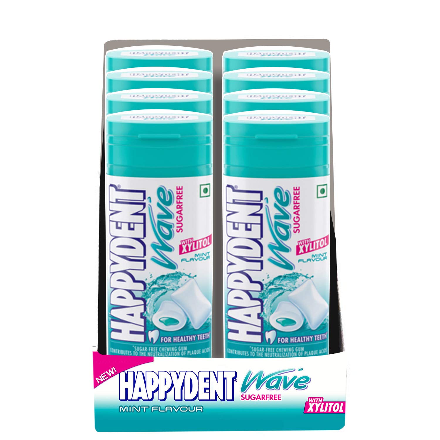 Happydent Wave, Xylitol Sugarfree Mint Flavour, Bubble Gum Bottle Pack ...