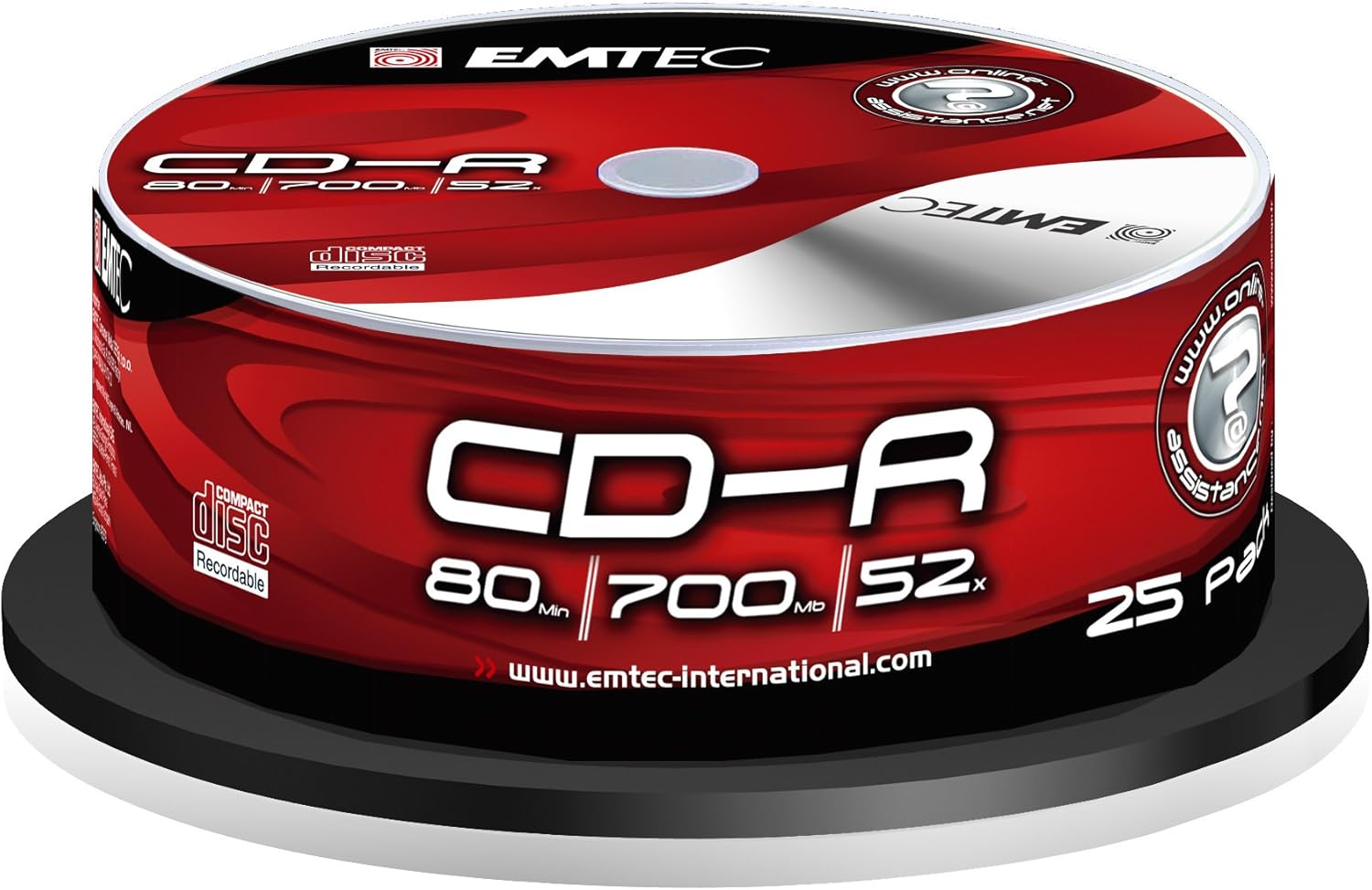 Amazon.com: EMTEC EKOC802552CBN 700MB 52X Write-Once CD-R (25Ct Spindle ...